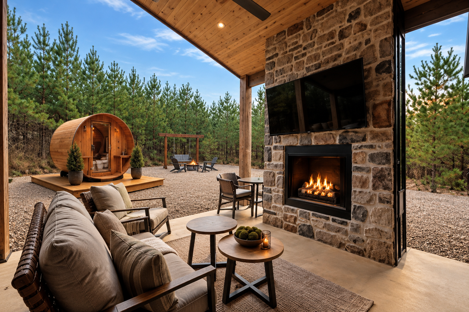 Hot Tub, Barrel Sauna, Couples Retreat Broken Bow - United States