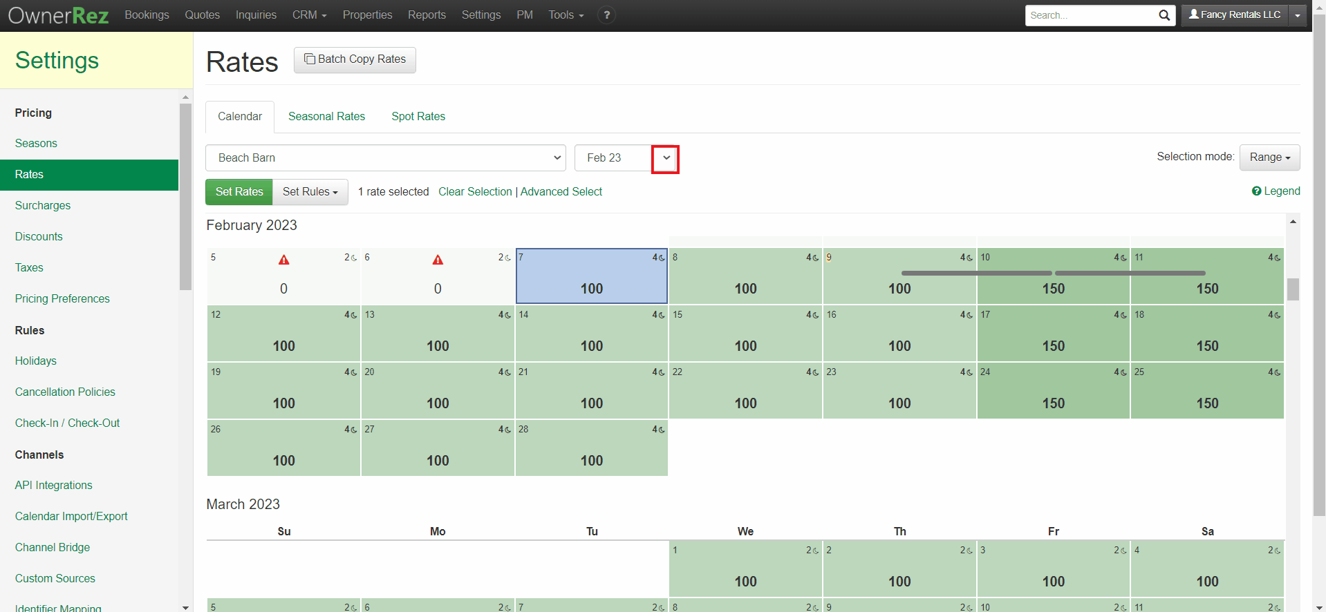 Rates Calendar - Rates - Core Concepts - Support - OwnerRez