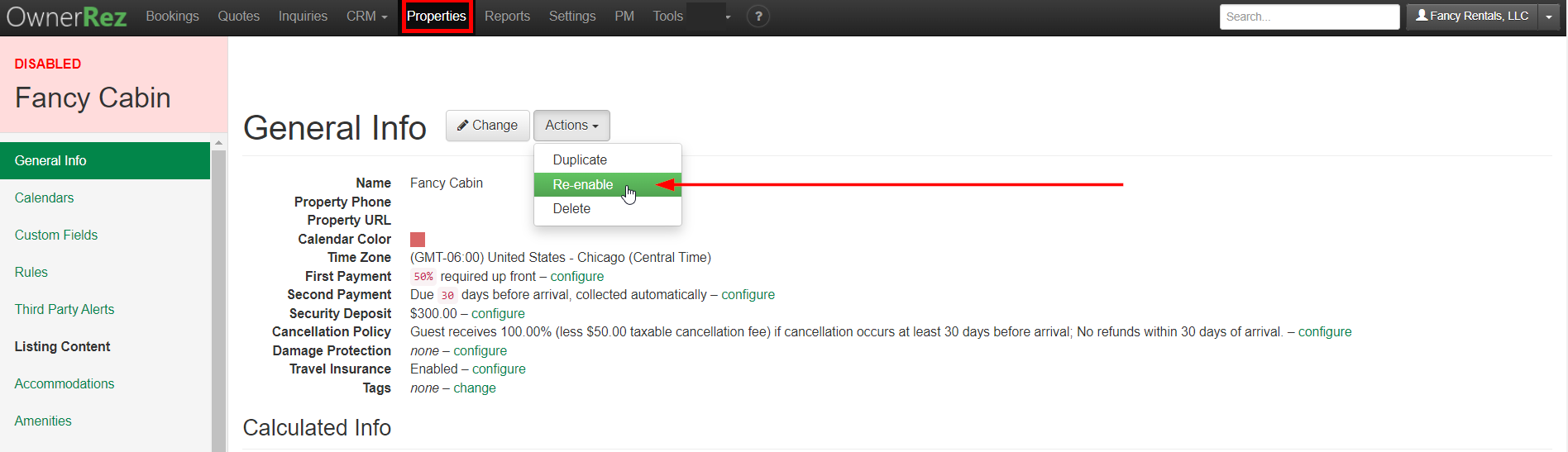 Disable or Re-enable a Property - Properties - Core Concepts - Support - OwnerRez