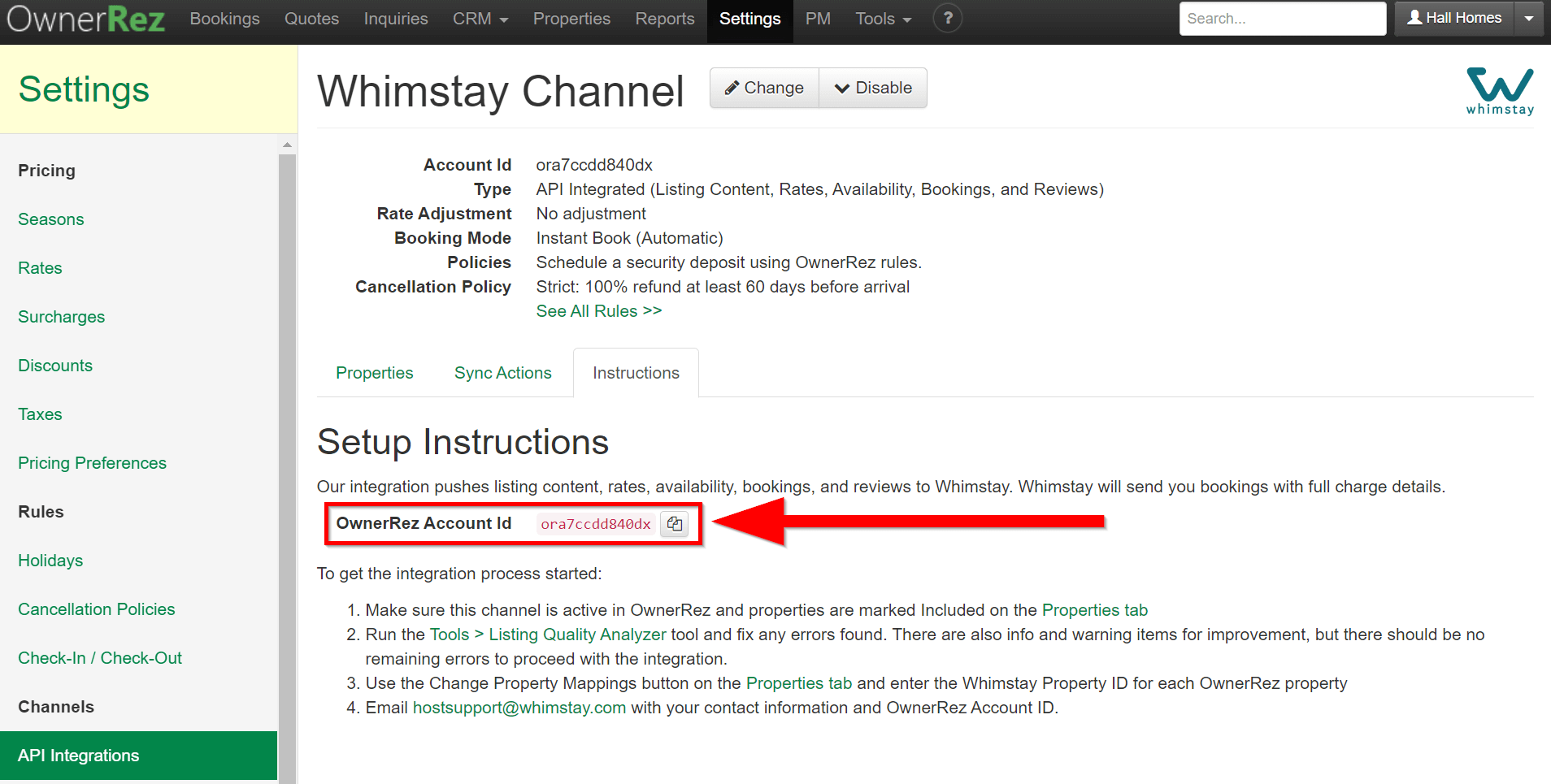 Whimstay Setup & Connecting - API Integrations - Channel Management - Support - OwnerRez