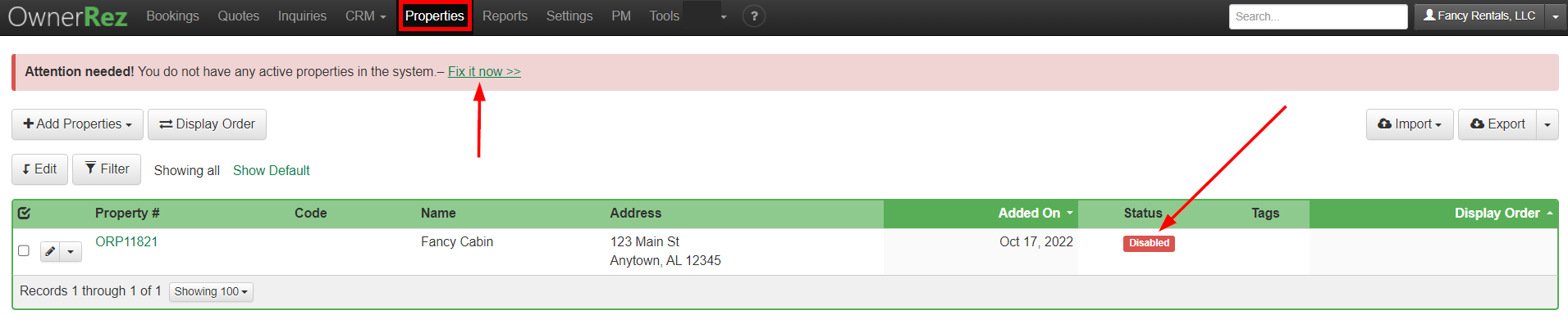 Disable or Re-enable a Property - Properties - Core Concepts - Support - OwnerRez