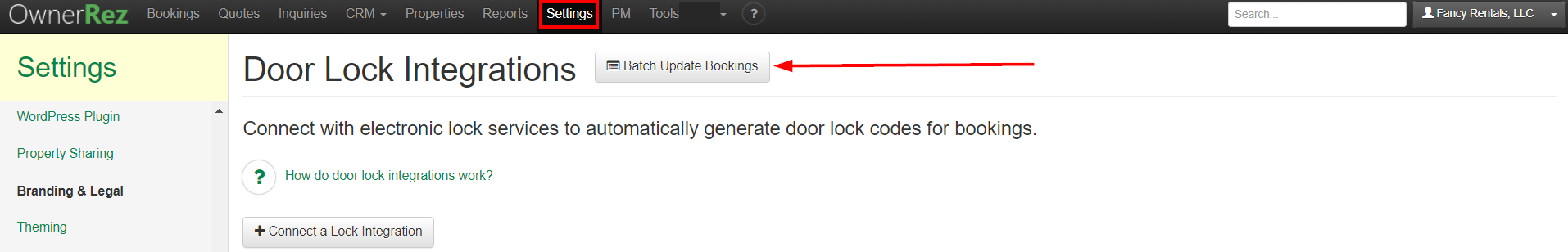 Overview - Door Locks - Integrations - Support - OwnerRez