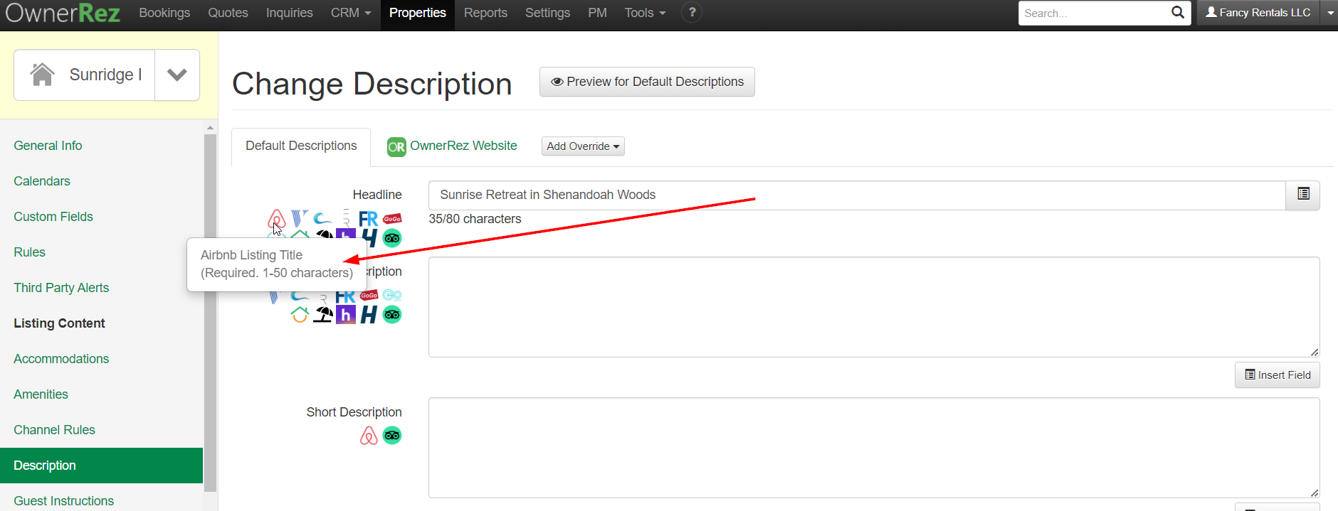 Descriptions - Properties - Core Concepts - Support - OwnerRez
