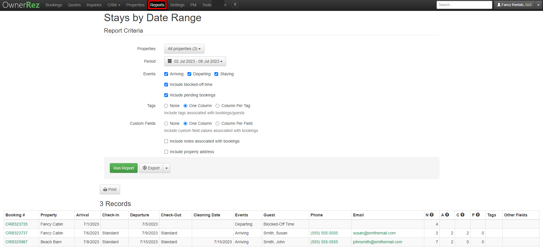 Date Range - Reports (non-exhaustive) - Reporting - Support - OwnerRez