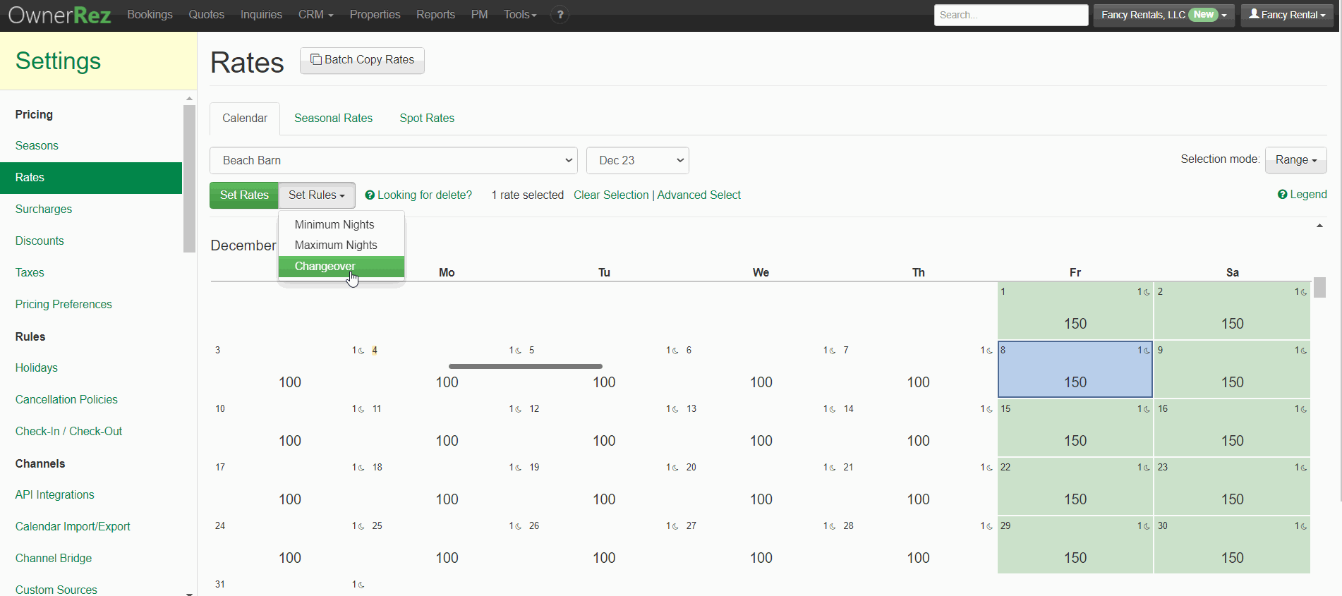 Rates Calendar - Rates - Core Concepts - Support - OwnerRez