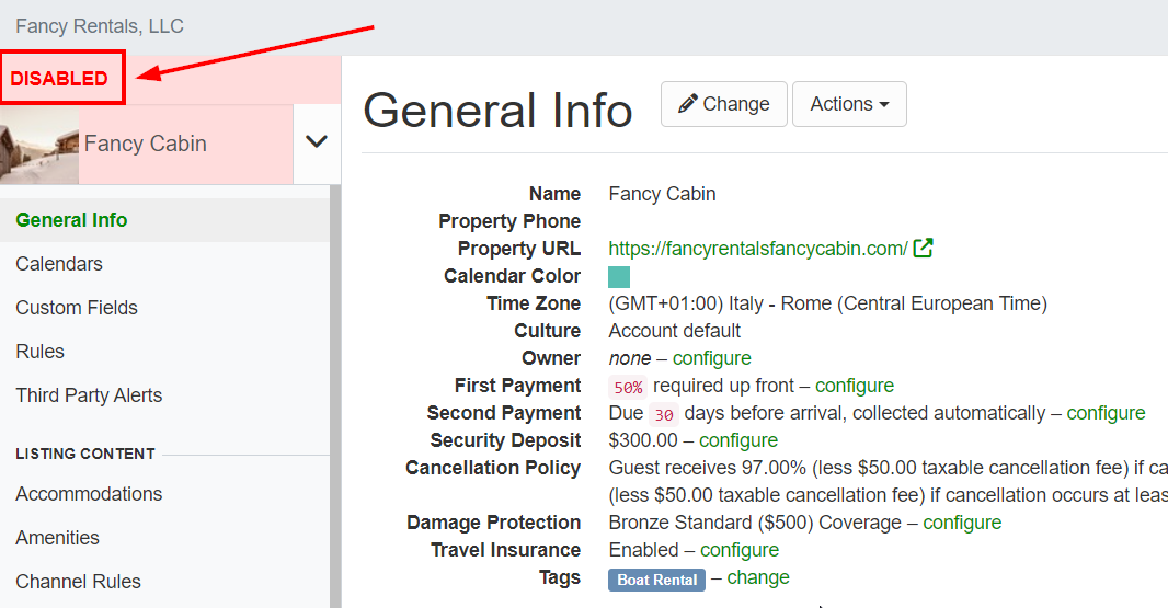 Disable or Re-enable a Property - Properties - Core Concepts - Support - OwnerRez