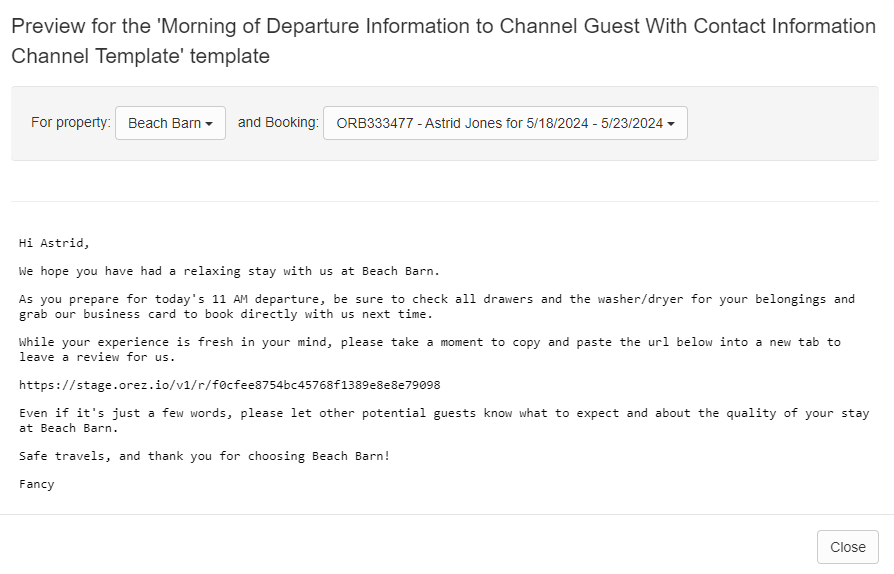 Send Morning of Departure Information to Your Channel Guest With ...