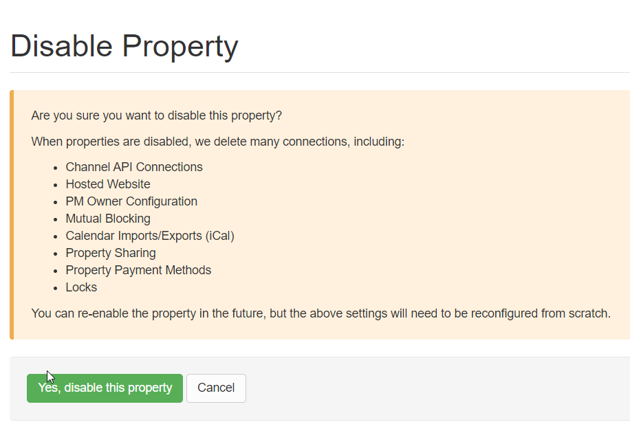 Disable or Re-enable a Property - Properties - Core Concepts - Support - OwnerRez