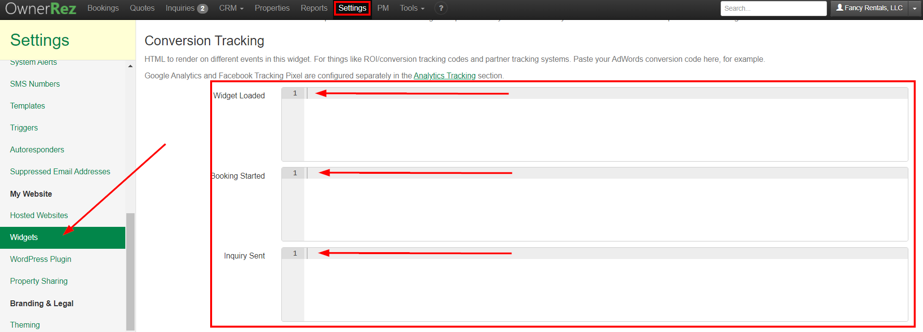 Tracking guest interactions through Google Analytics and Facebook Pixel ...
