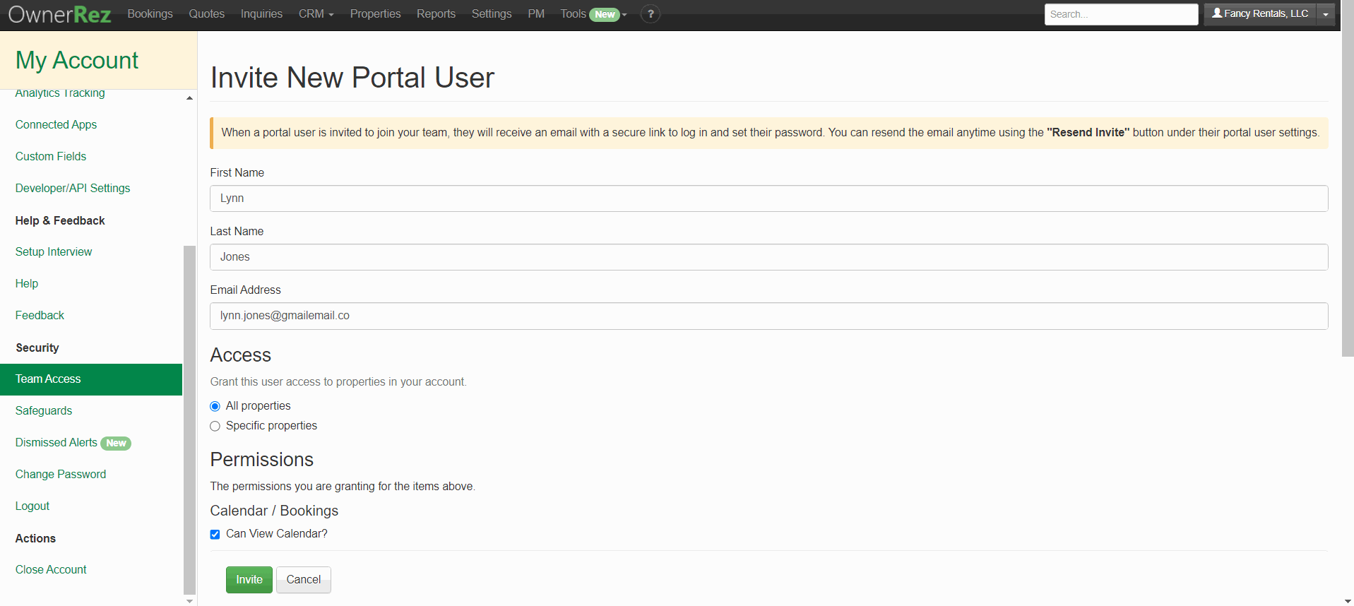 Portal User Access - Team Access - Core Concepts - Support - OwnerRez