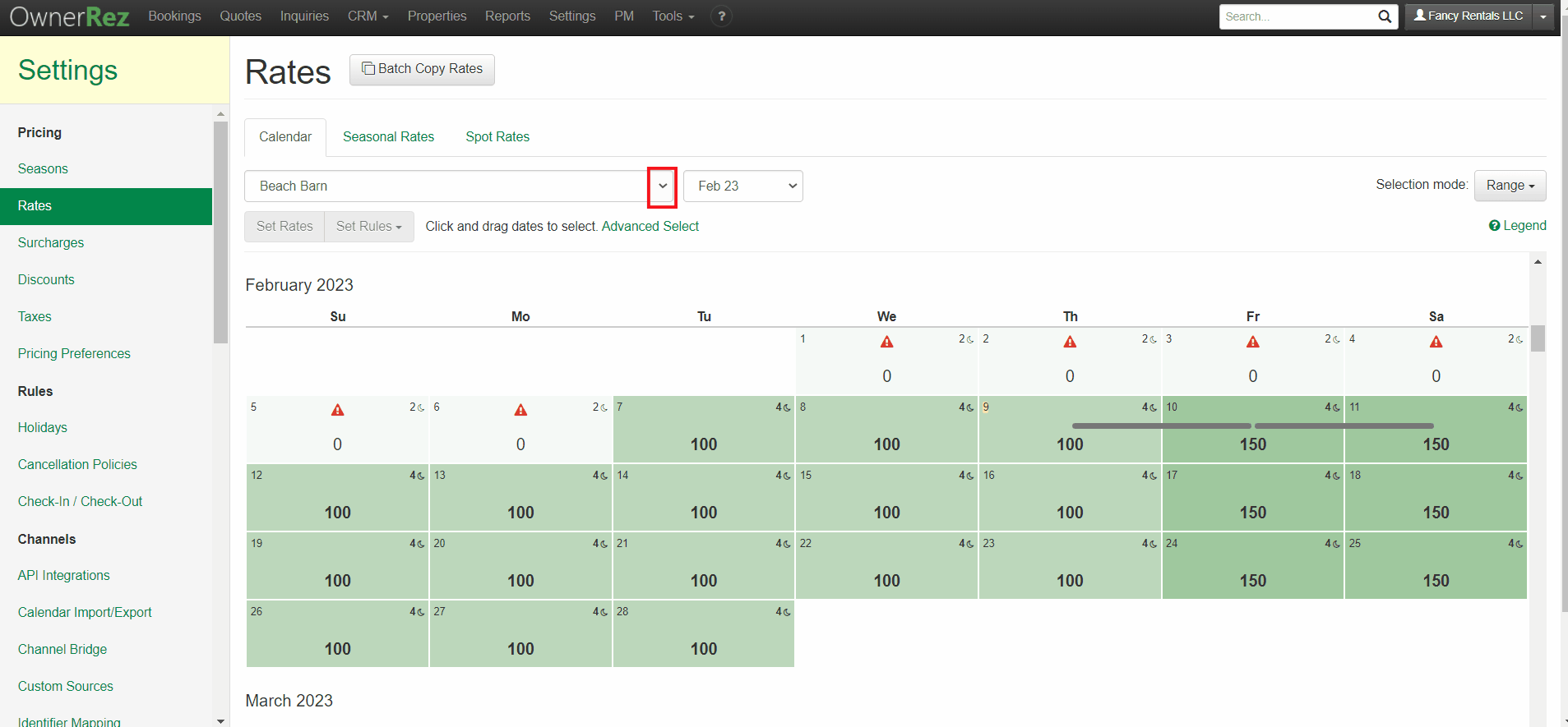 Rates Calendar - Rates - Core Concepts - Support - OwnerRez