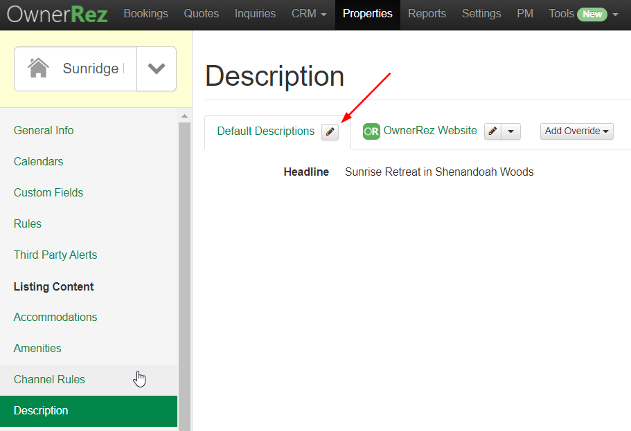 Descriptions - Properties - Core Concepts - Support - OwnerRez