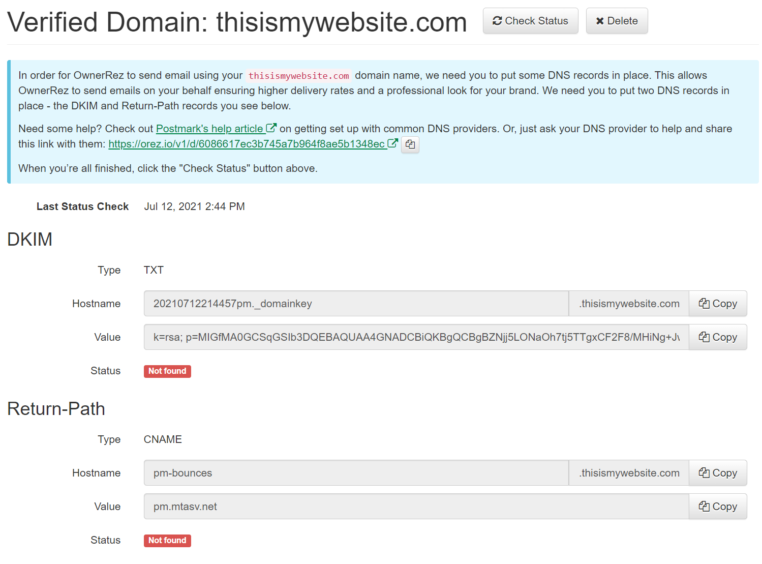 GoDaddy Verified Email Domains Core Concepts Support OwnerRez